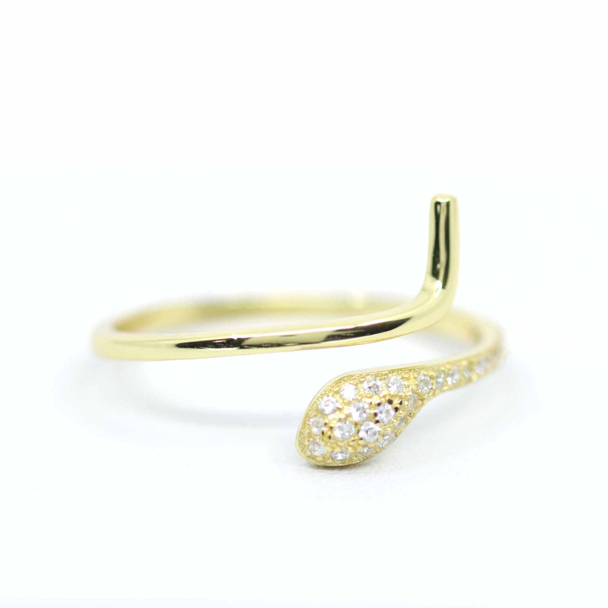 Adjustable Animal Snake Ring 18K Gold-Plated Silver Crystal Pave Open ...